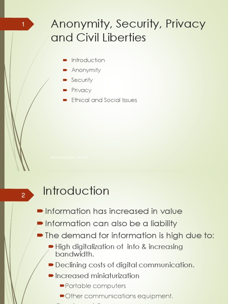 Chapter 5 Anonymity, Security, Privacy and Civil Liberties | PDF | Anonymity | Privacy