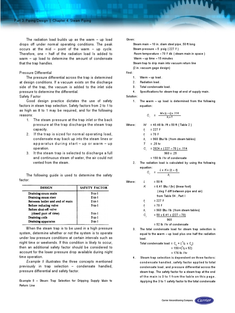 Part 3. Piping Design - Chapter 4. Steam Piping: Example 5 Illustrates ...