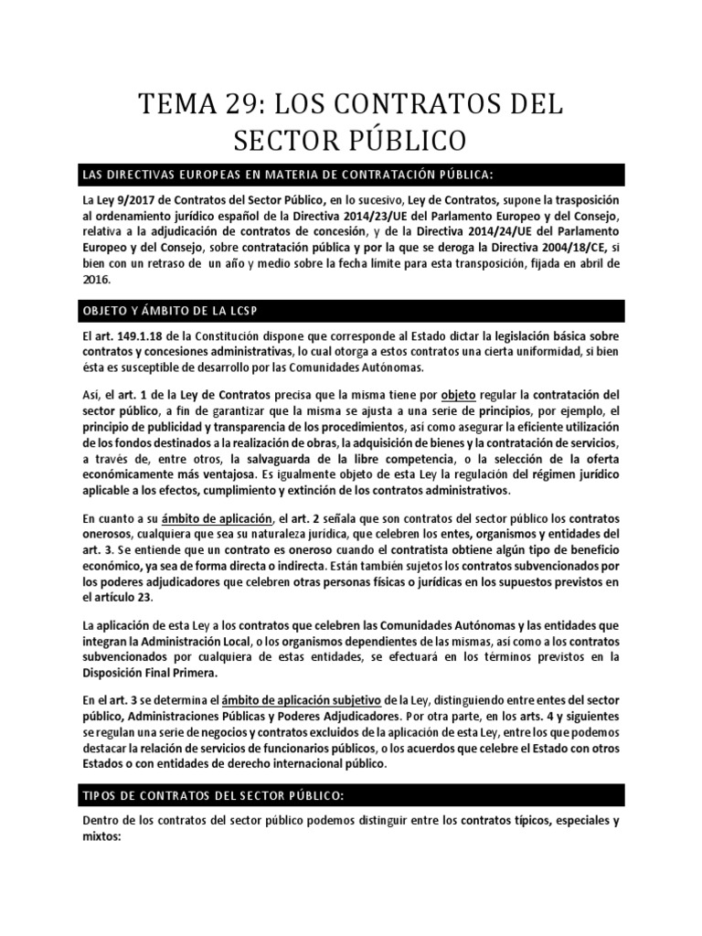 Los Contratos del Sector Público Nueva Ley 9/2017 | Unión Europea ...