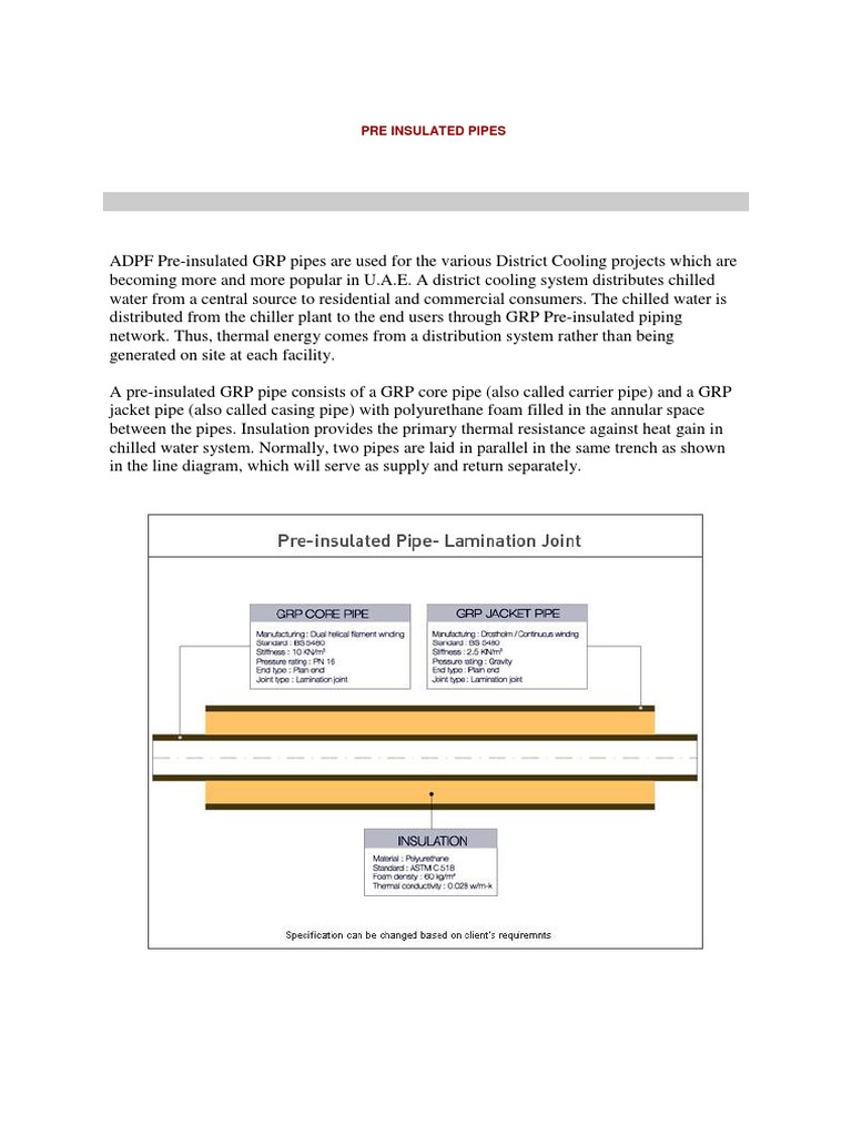 GRP Pre Insulated Pipes | PDF | Thermal Insulation | Building Technology