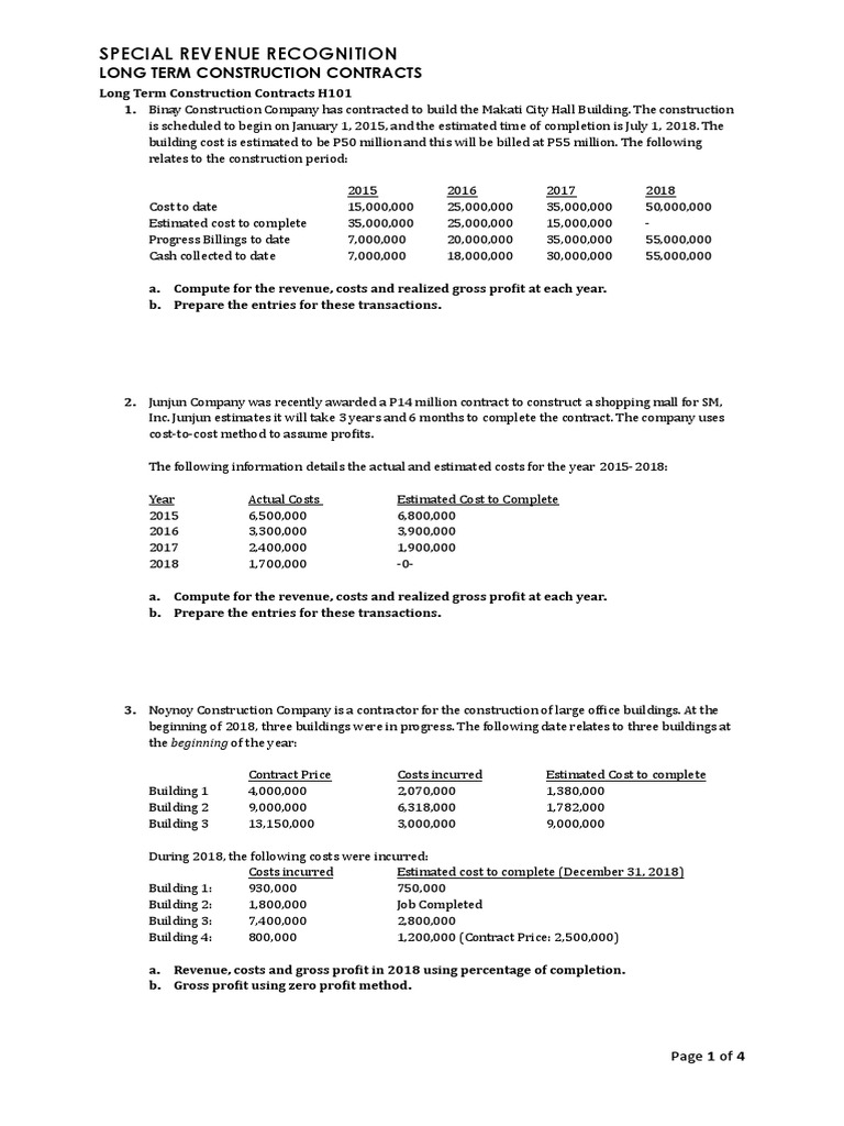 Long Term Construction Contracts | Download Free PDF | Cost | Depreciation
