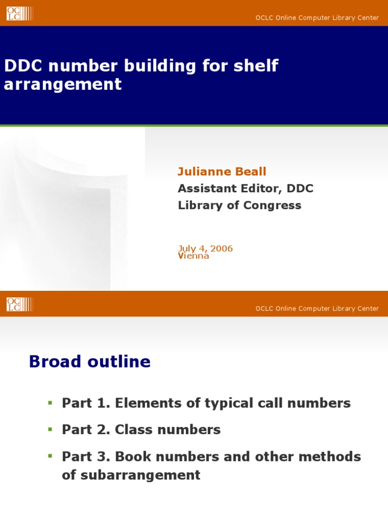 DDC Number Building For Shelf Arrangement: Julianne Beall | Download ...