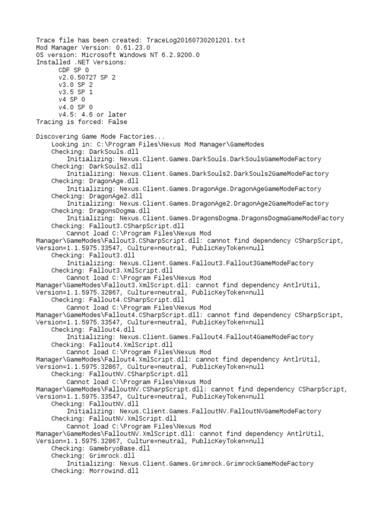 Trace Log 20160730201201 | PDF | Electronic Publishing | Gaming