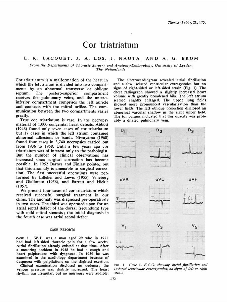 Cor Triatriatum: From of Surgery and University of | PDF | Atrium ...