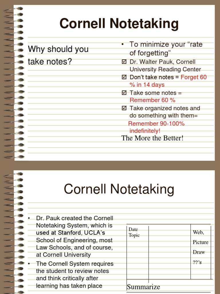 Cornell Notetaking: Why Should You Take Notes? | PDF | Human ...