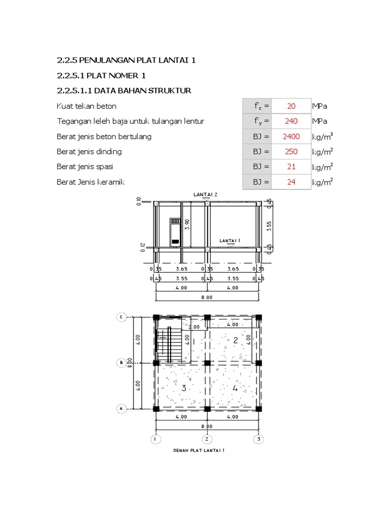 Detail Penulangan Plat Lantai 1 | PDF