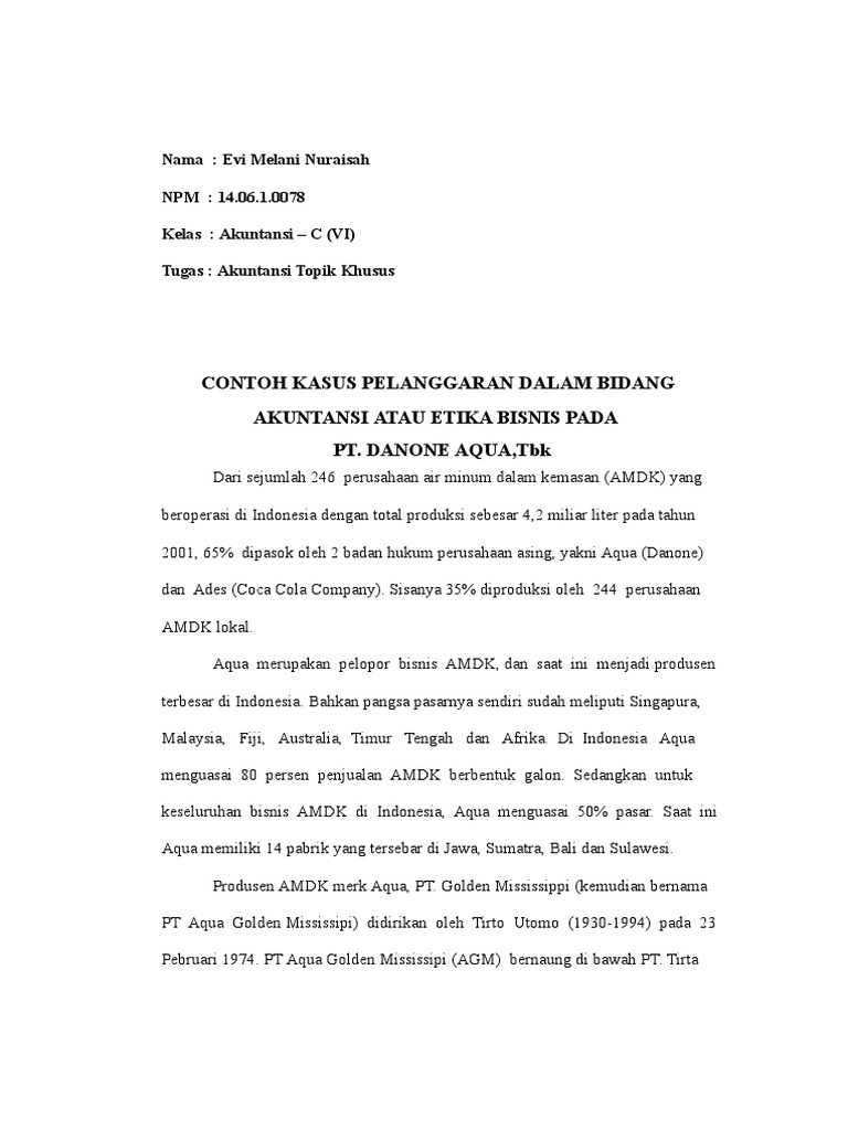 Kasus PT Aqua Danone | PDF