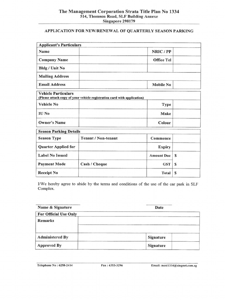 MCST 1334 - Parking Lots Form | PDF