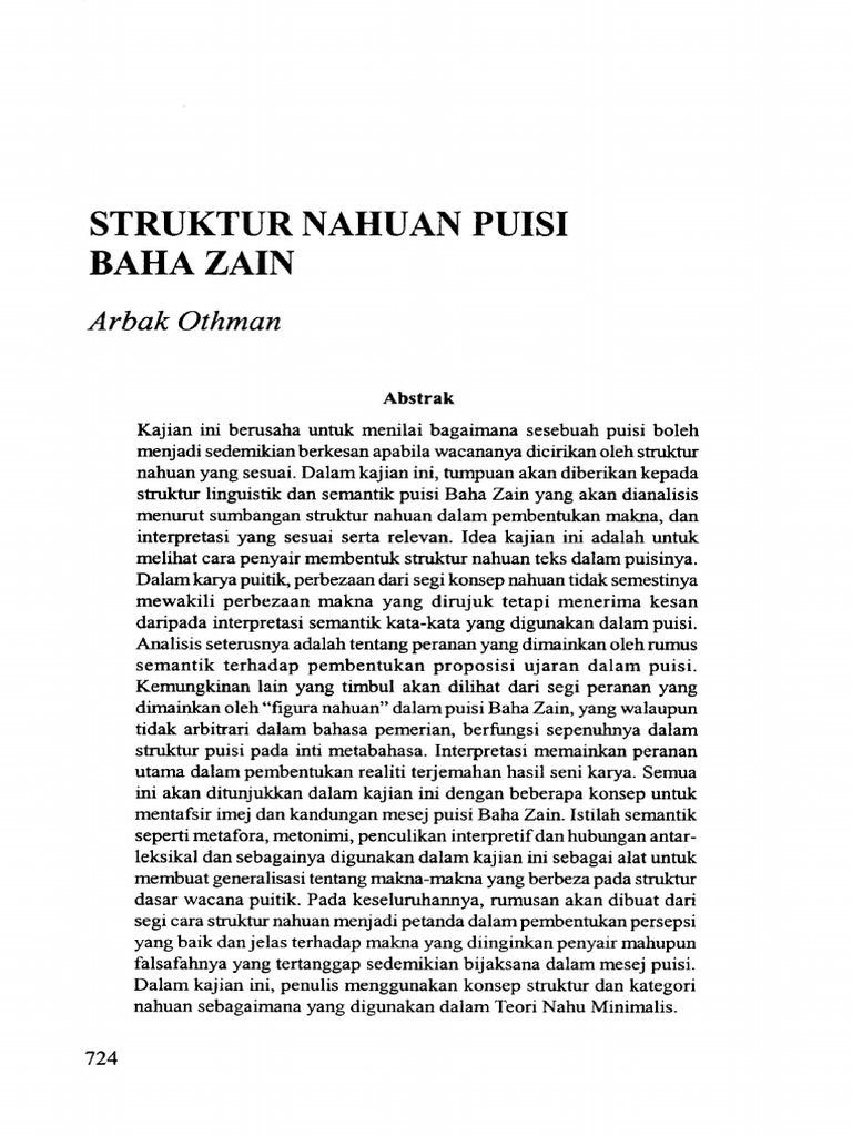 5 Struktur Nahuan Puisi Baha Zain | PDF