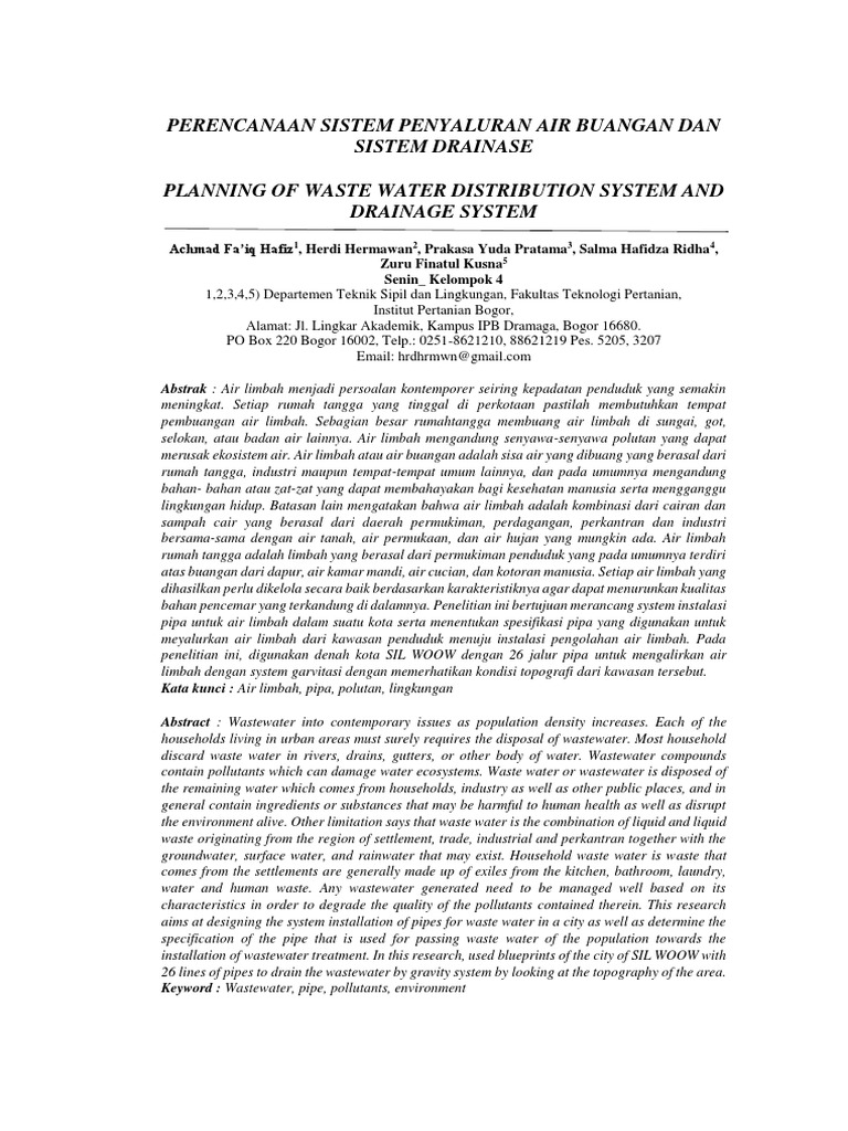 Perencanaan Ipal Dengan Sistem Proyeksi Jumlah Penduduk Menggunakan Metode Geometrik | PDF