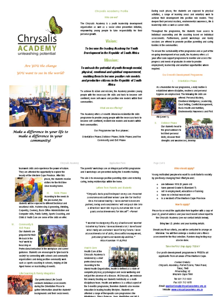 Chrysalis Academy Application Form 2018 | PDF | Chronic Condition ...