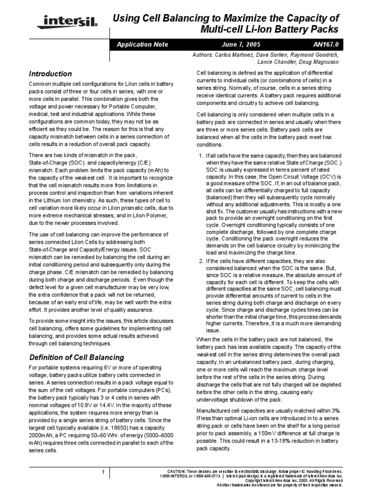 Using Cell Balancing To Maximize The Capacity of Multi-Cell Li-Ion ...