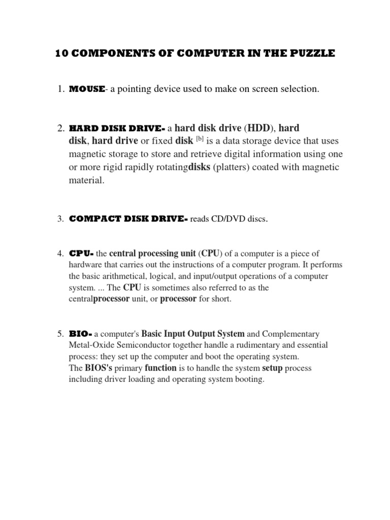 10 Components of Computer in The Puzzle | PDF | Disk Storage | Computer ...