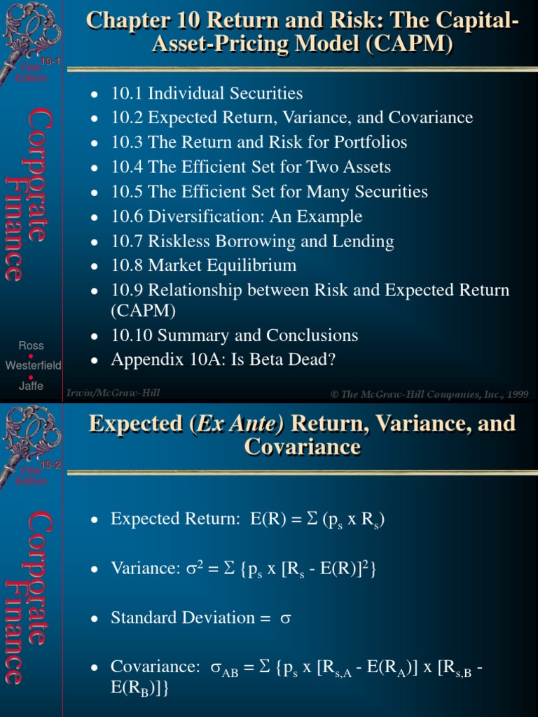 Return and Risk Capital Asset Pricing Model CAPM Ch10 | PDF | Capital ...