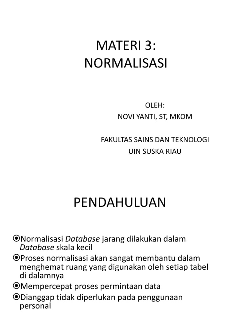 Proses Normalisasi Basis Data | PDF