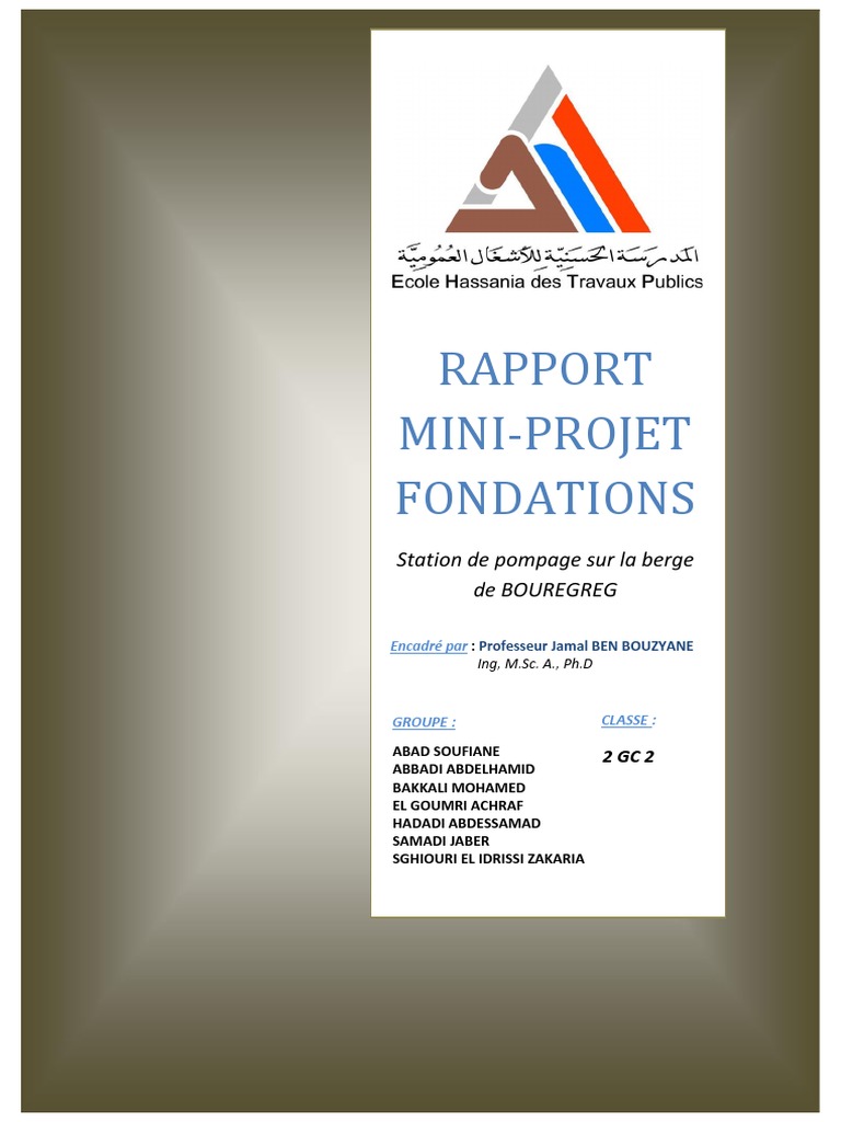 Rapport Mini-Projet | PDF | Fondation (construction) | Ingénierie des structures