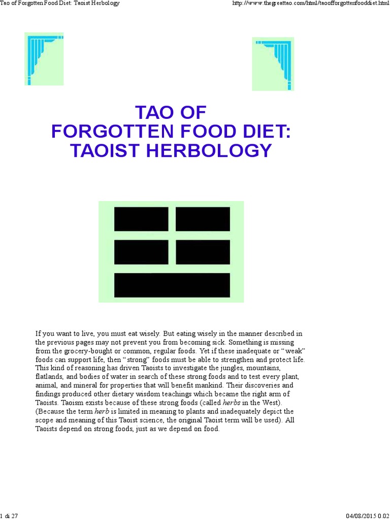 Tao of Forgotten Food Diet - Taoist Herbology | PDF | Herbalism | Vitamin