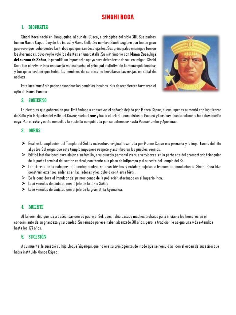 Sinchi Roca | PDF | Imperio Inca