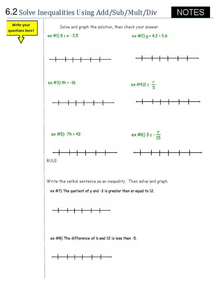 Solve&Inequalities&Using&Add/Sub/Mult/Div: Notes | Download Free PDF ...