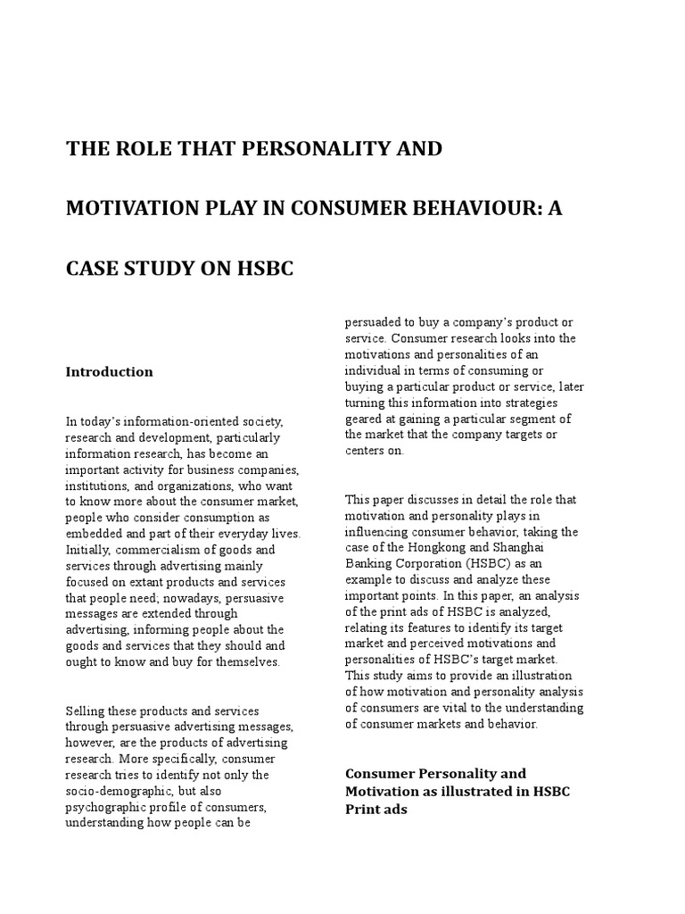 The Role That Personality and Motivation Play in Consumer Behaviour: A ...