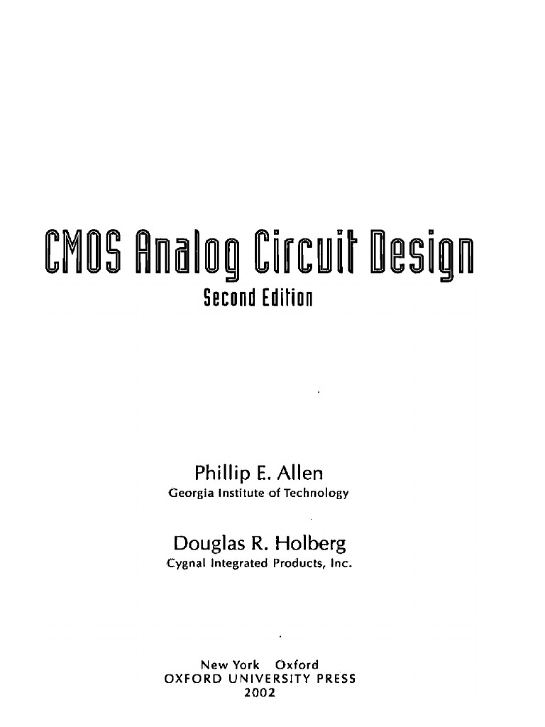 CMOS Analog Circuit Design 0198071892 PDF | PDF