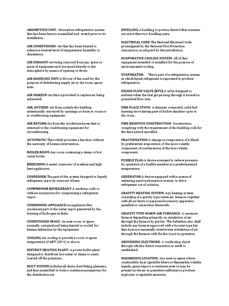 PSME Code Terms | PDF | Hvac | Furnace