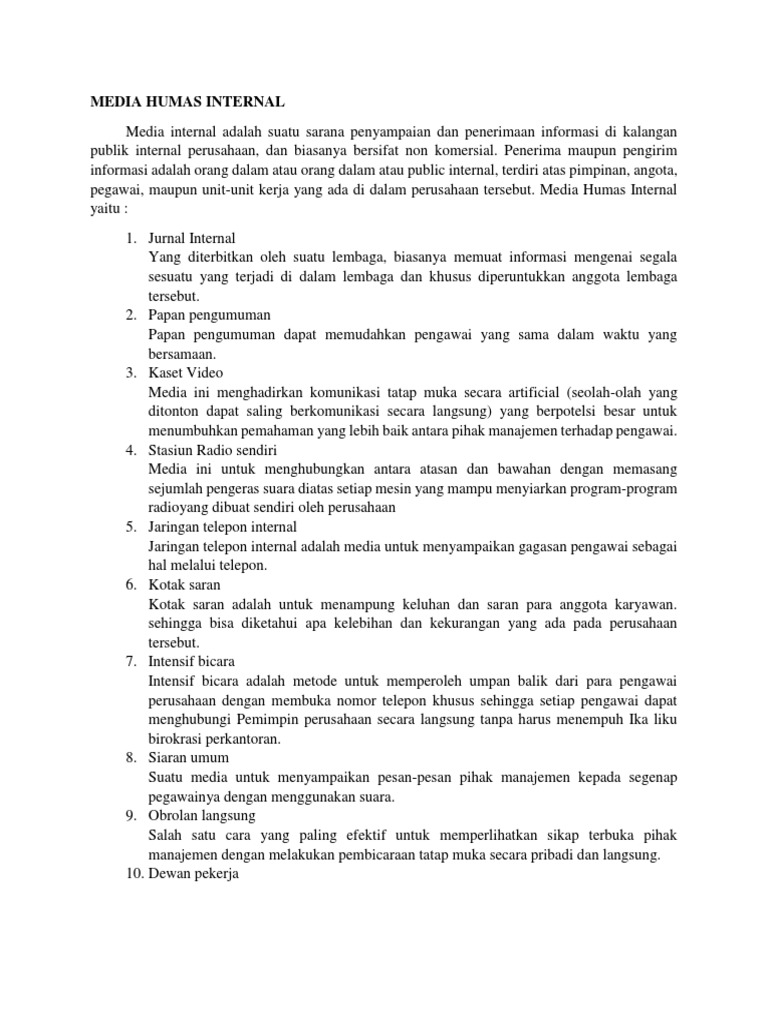 Media Humas Internal Eksternal | PDF