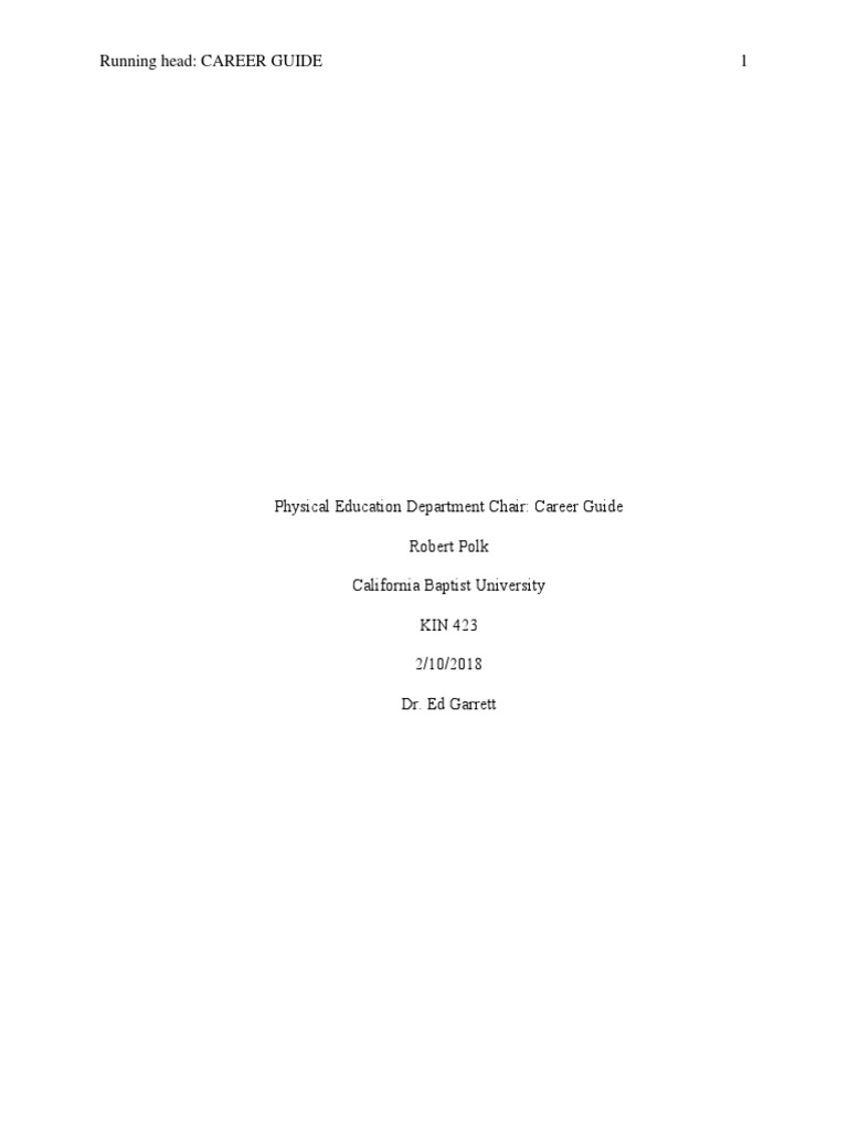 P.E.career Guide KIN 423 | PDF | Physical Education | Teachers