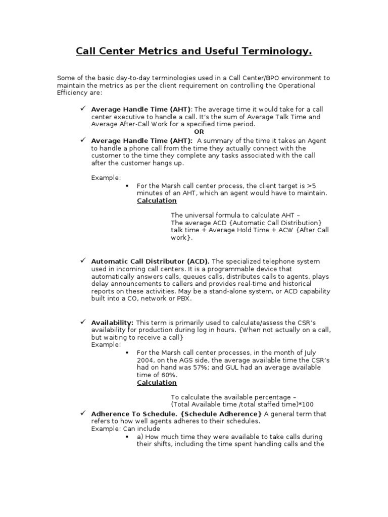 Call Center Metrics and Useful Terminology | Call Centre | Service ...