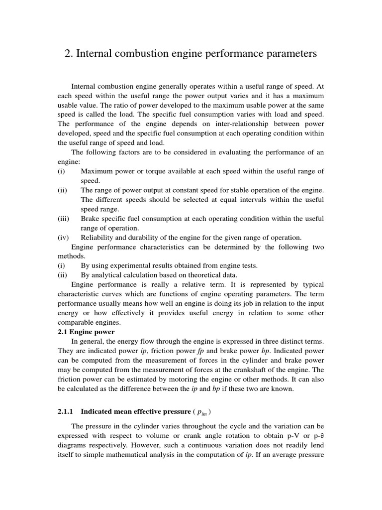 Chapter 2 Internal Combustion Engine Performance Parameters Pdf