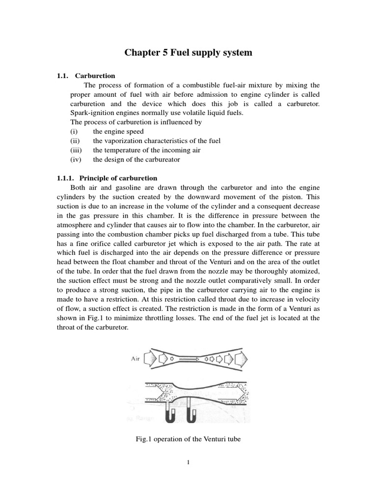 Chapter 5 Fuel Supply System | PDF | Fuel Injection | Carburetor
