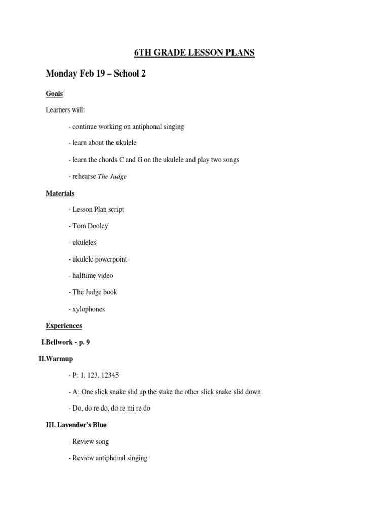 6th Grade Lesson Plans | PDF | Lesson Plan | Educational Assessment