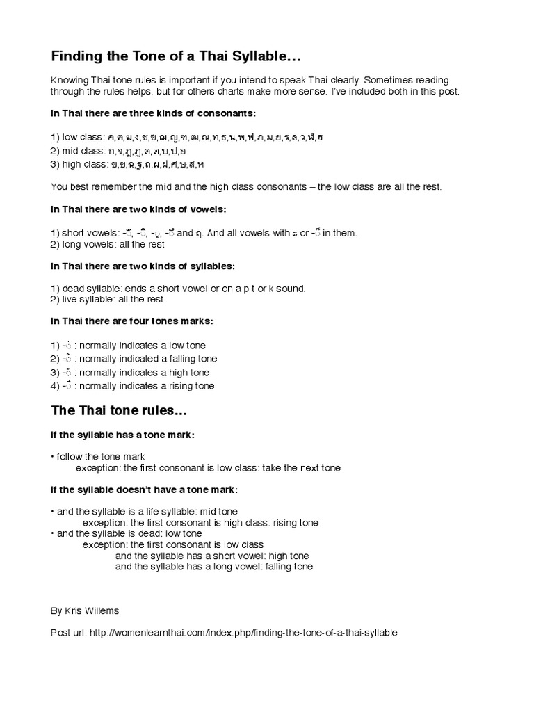 Finding Tones of Thai Syllables | PDF