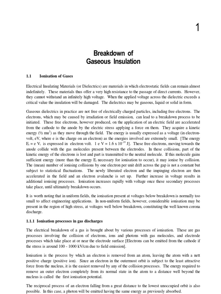 HV Chap1 | PDF | Electrical Breakdown | Ionization