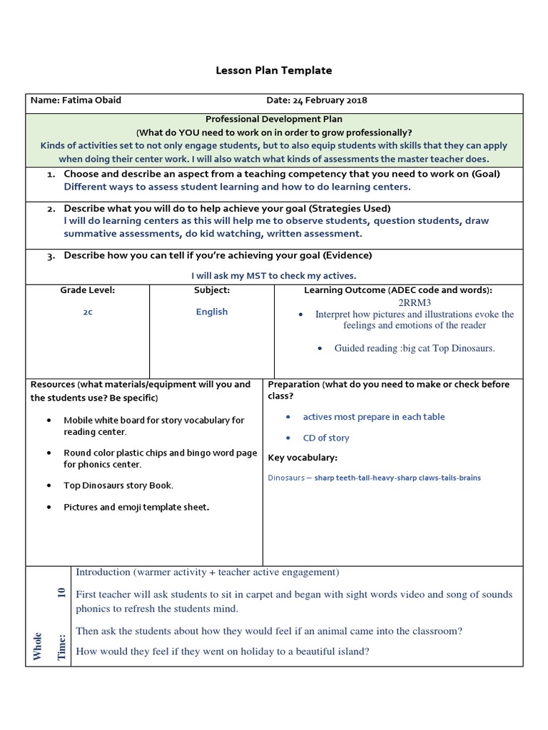 Lesson Plan Template | PDF | Lesson Plan | Educational Assessment