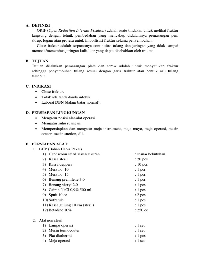 Teknik Instrumentasi ORIF (Cruris Sinistra) | PDF