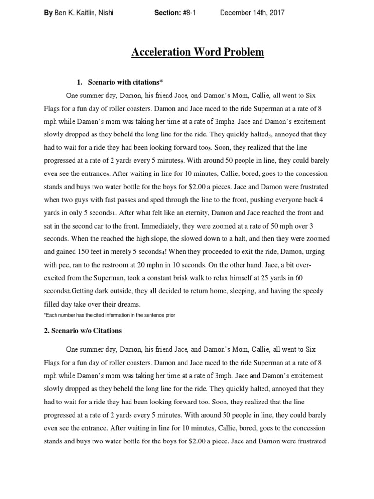 Acceleration Word Problem | PDF | Acceleration | Nature