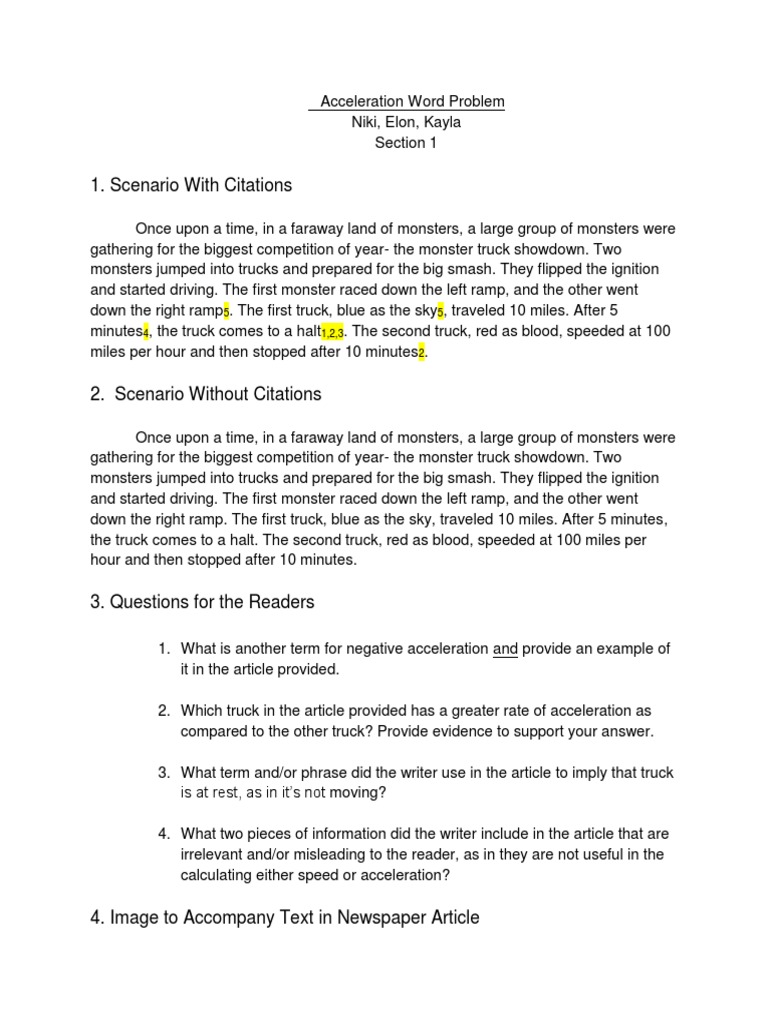 Aceleration Word Problem | PDF | Acceleration | Speed