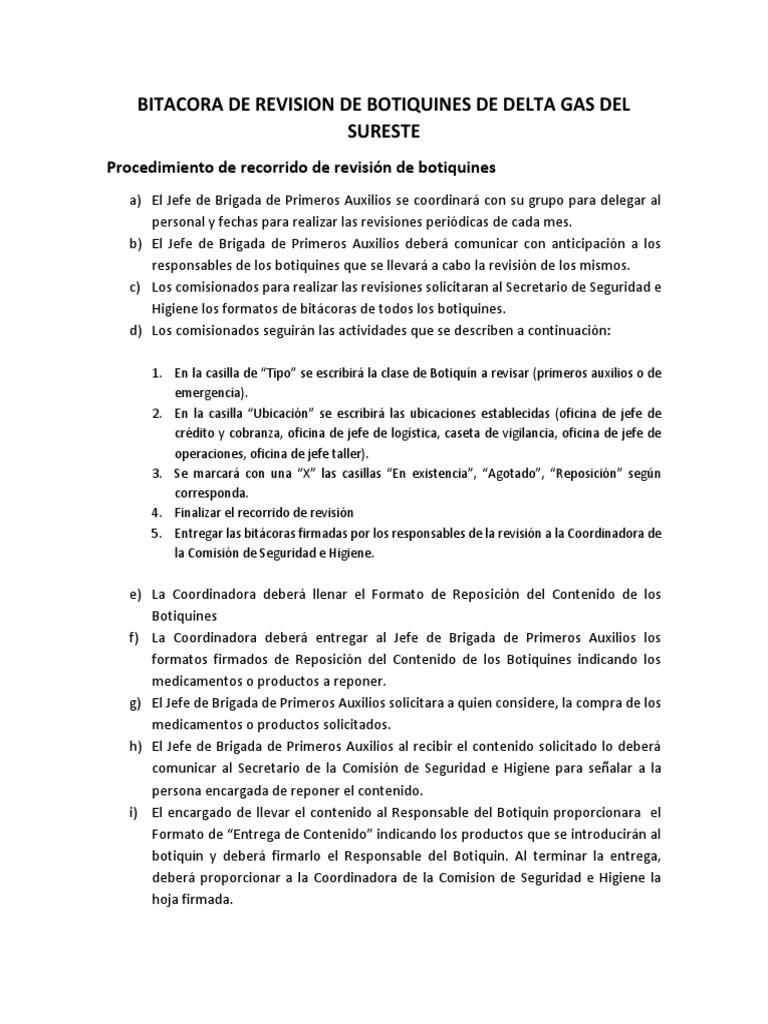 Bitácora de Revisión de Botiquines | PDF | Tecnología