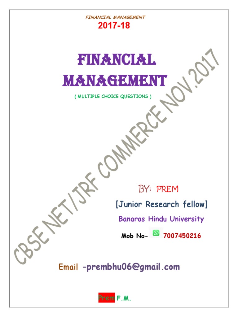 FM MCQ Paper I 2 | PDF | Capital Structure | Equity (Finance)