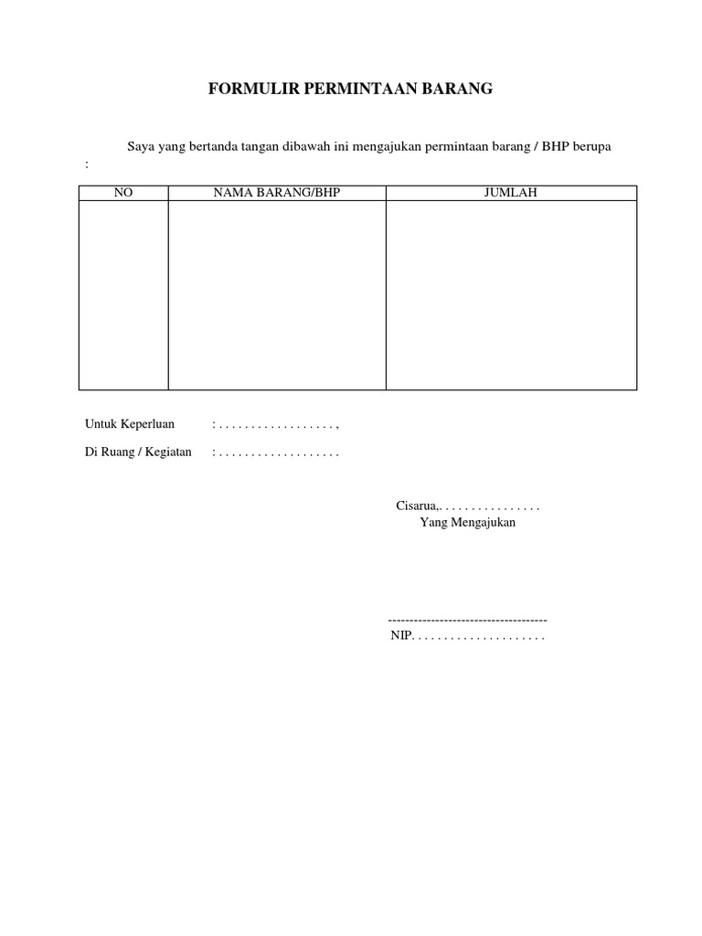 Formulir Permintaan Barang | PDF