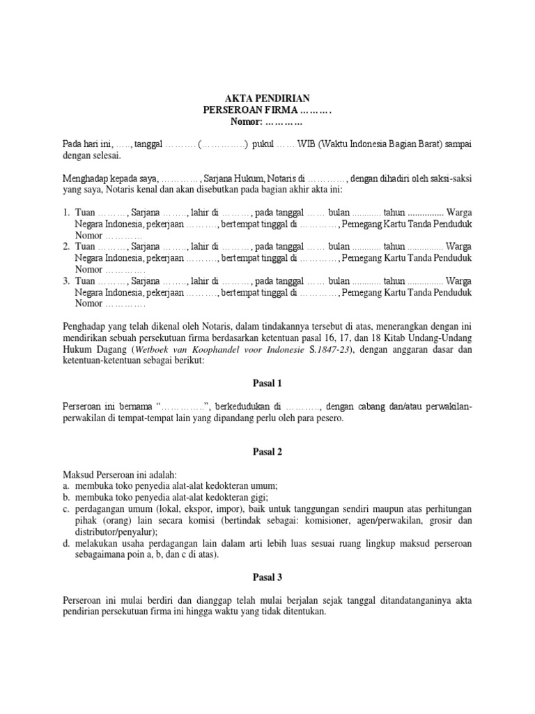 Akta Pendirian Firma Medis | PDF