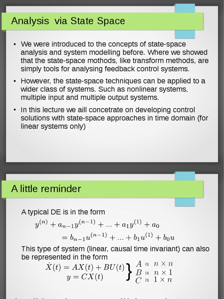 Analysis Via State Space | PDF | Matrix (Mathematics) | Mathematical ...