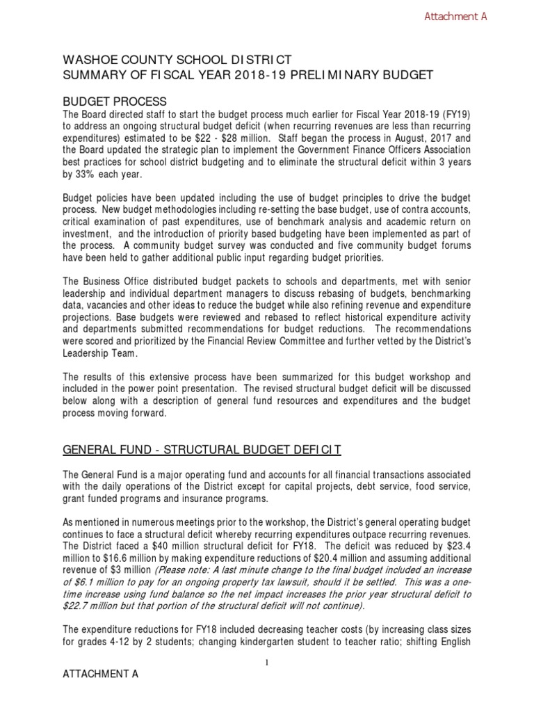 Attachment A - General Fund Budget Update Narrative and Schedule of ...