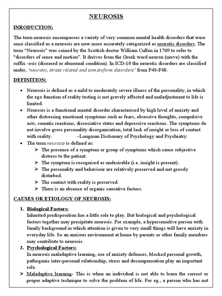 Neurosis | PDF | Obsessive–Compulsive Disorder | Neurosis