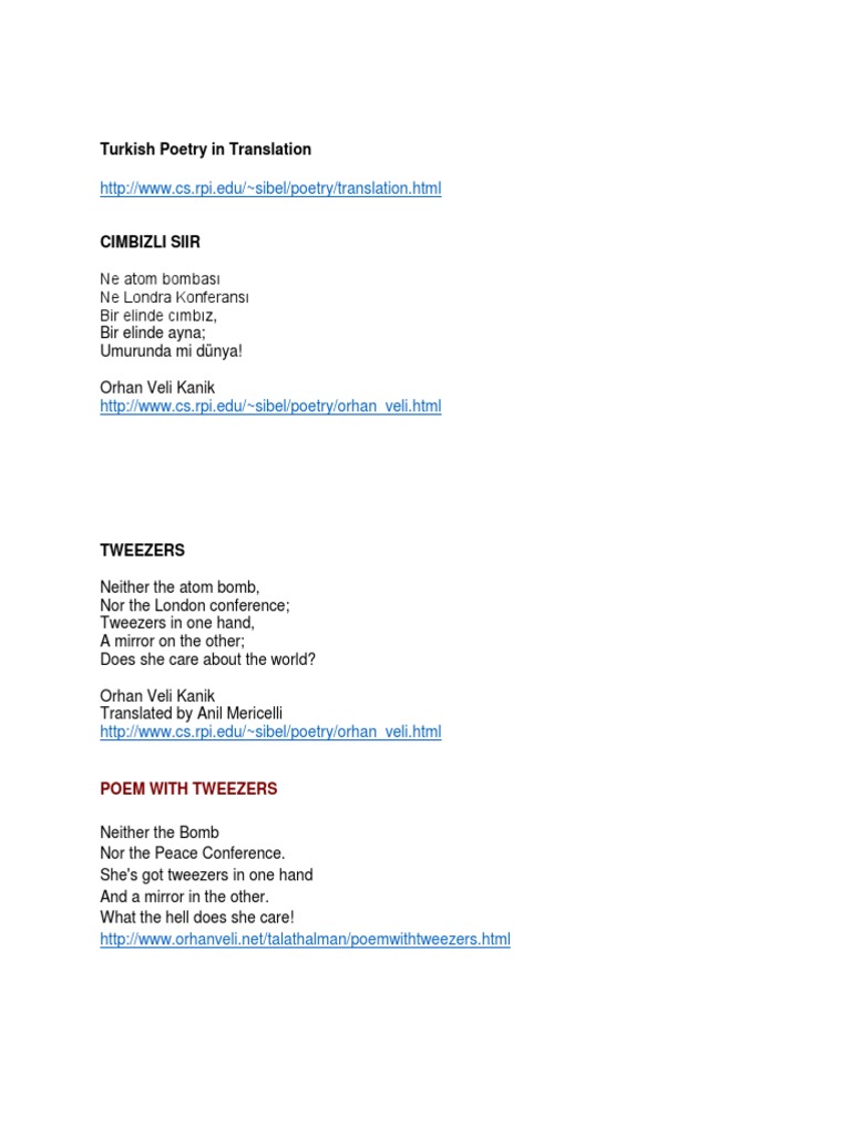 Turkish Poetry in Translation | PDF