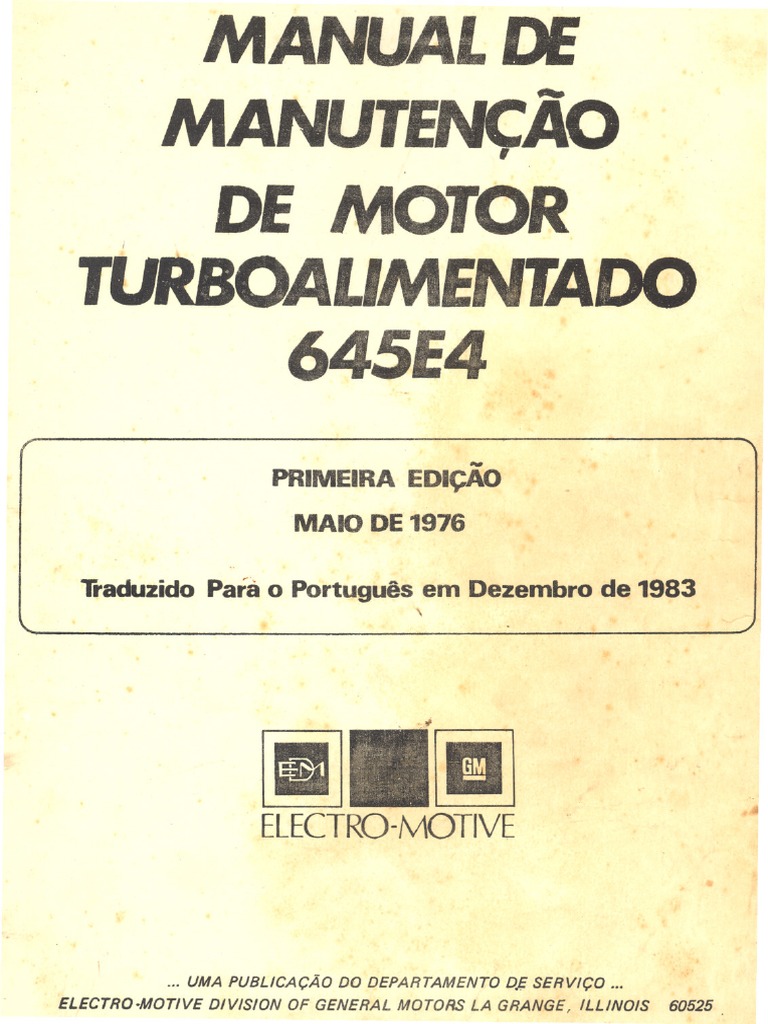 EMD - Manual de Manutencao Indice Motor 645 | PDF | Kilogram | Physical Quantities