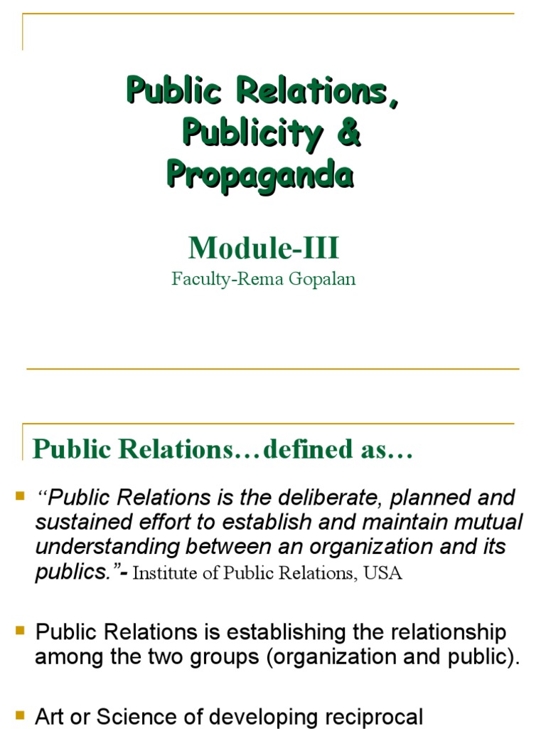 Public Relations, Publicity & Propaganda | PDF | Propaganda | Public ...