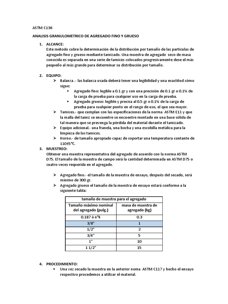 ASTM C136 Laboratorio | PDF | Cantidades fisicas | Naturaleza