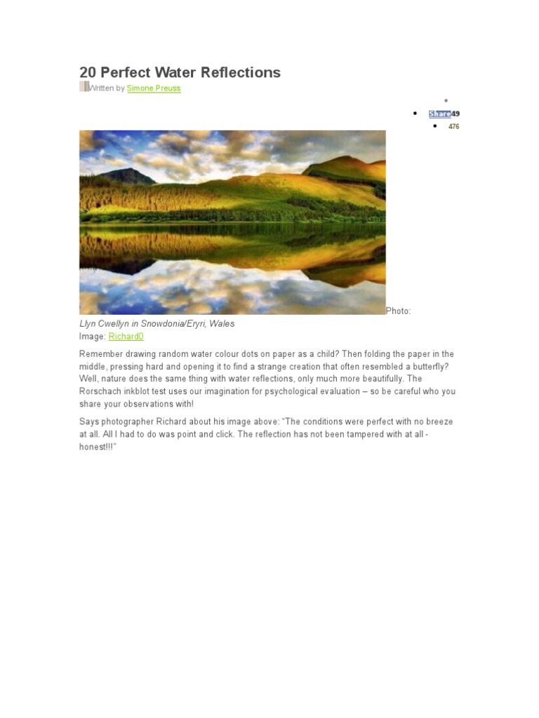 Stunning Water Reflection Images | PDF | Psychology | Behavioural Sciences